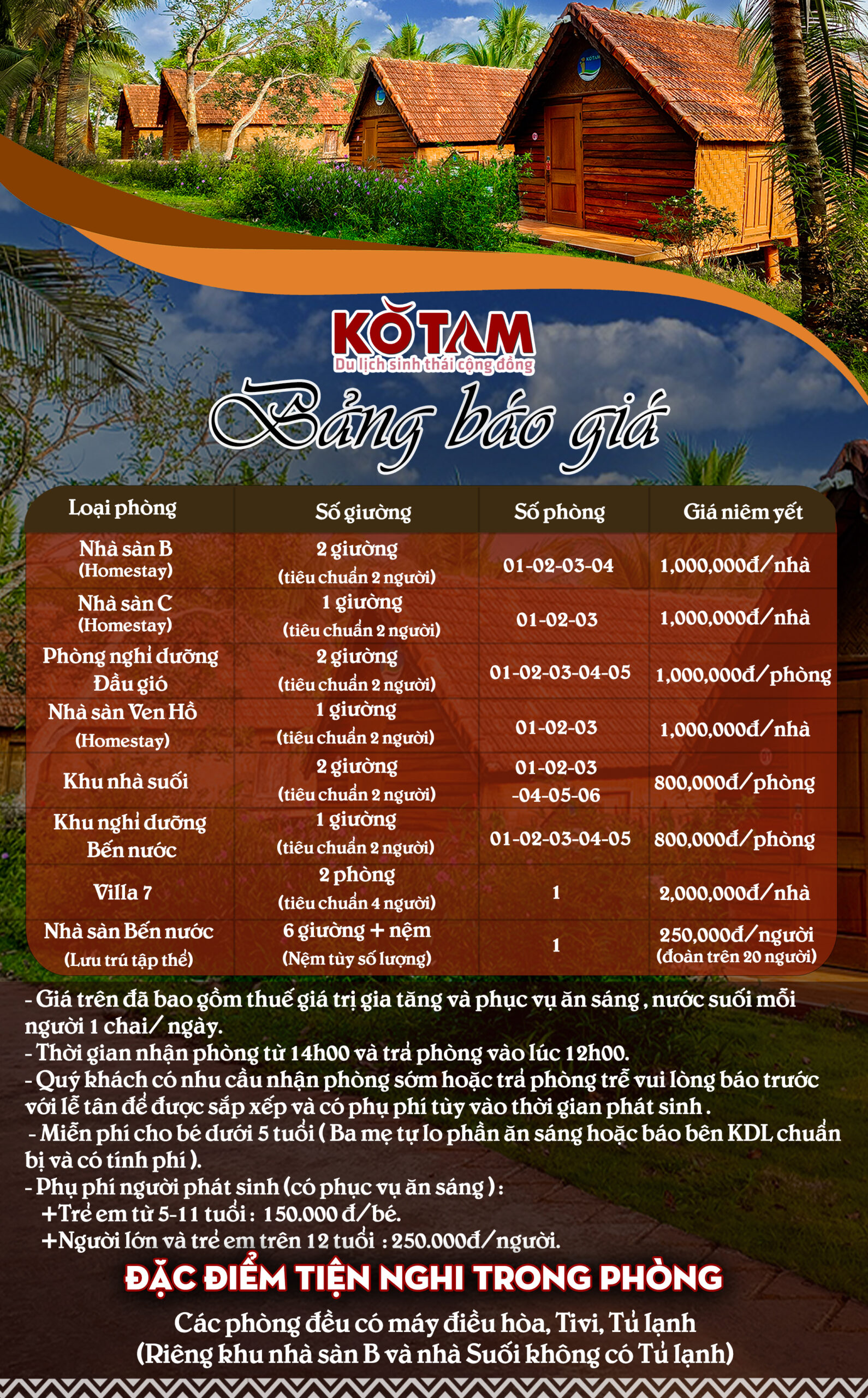 Bungalow – Phòng lưu trú – Khu du lịch sinh thái Kotam